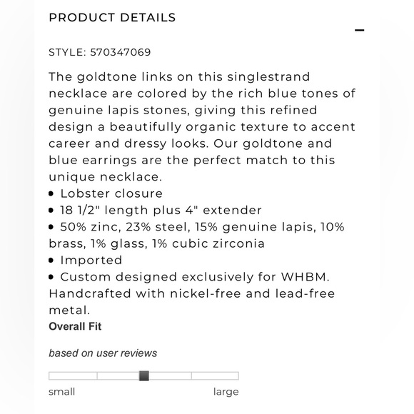White House Black Market | Jewelry | Whbm Gold Tone And Blue ...